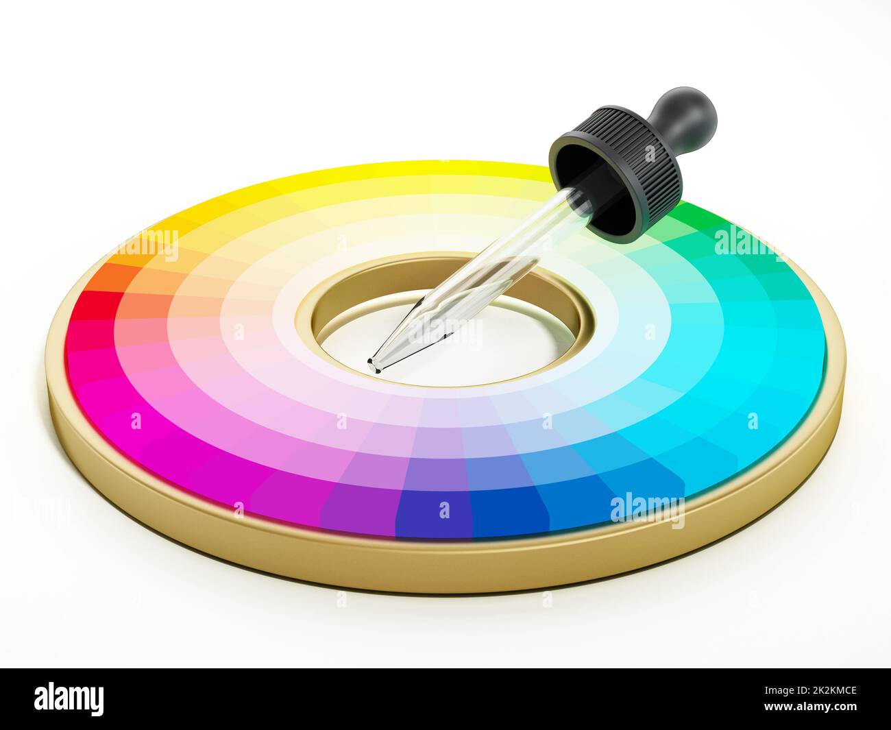 Color picker and color wheel isolated on white background. 3D ...