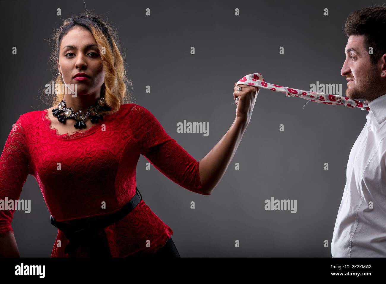 woman in command with his man Stock Photo - Alamy