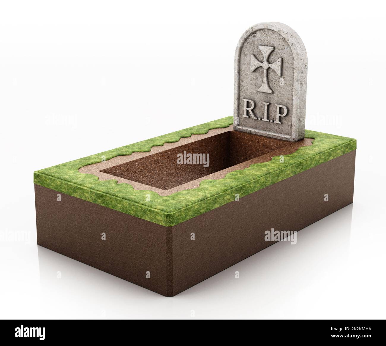 Open Grave With Tombstone