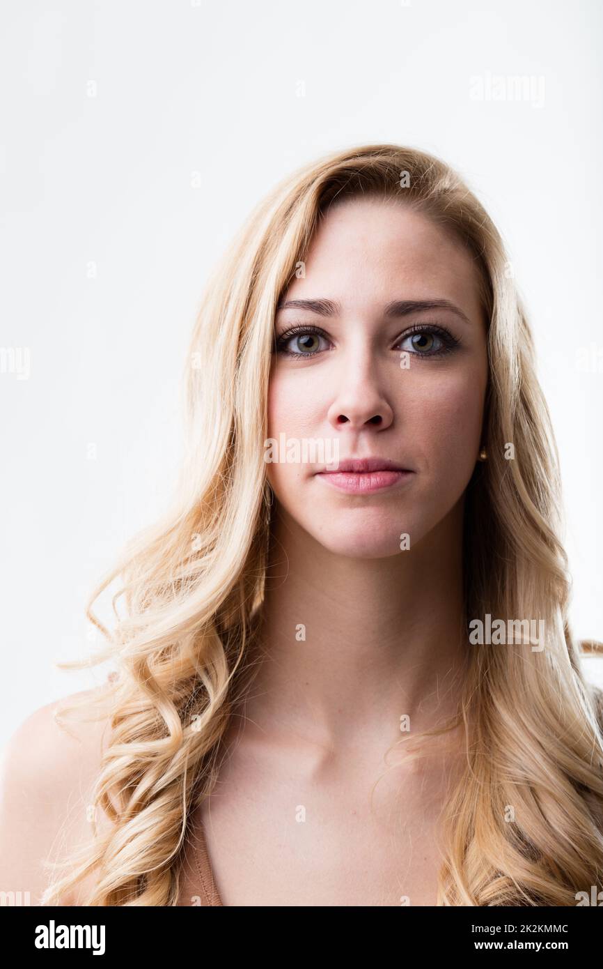 blonde woman studio portrait Stock Photo - Alamy