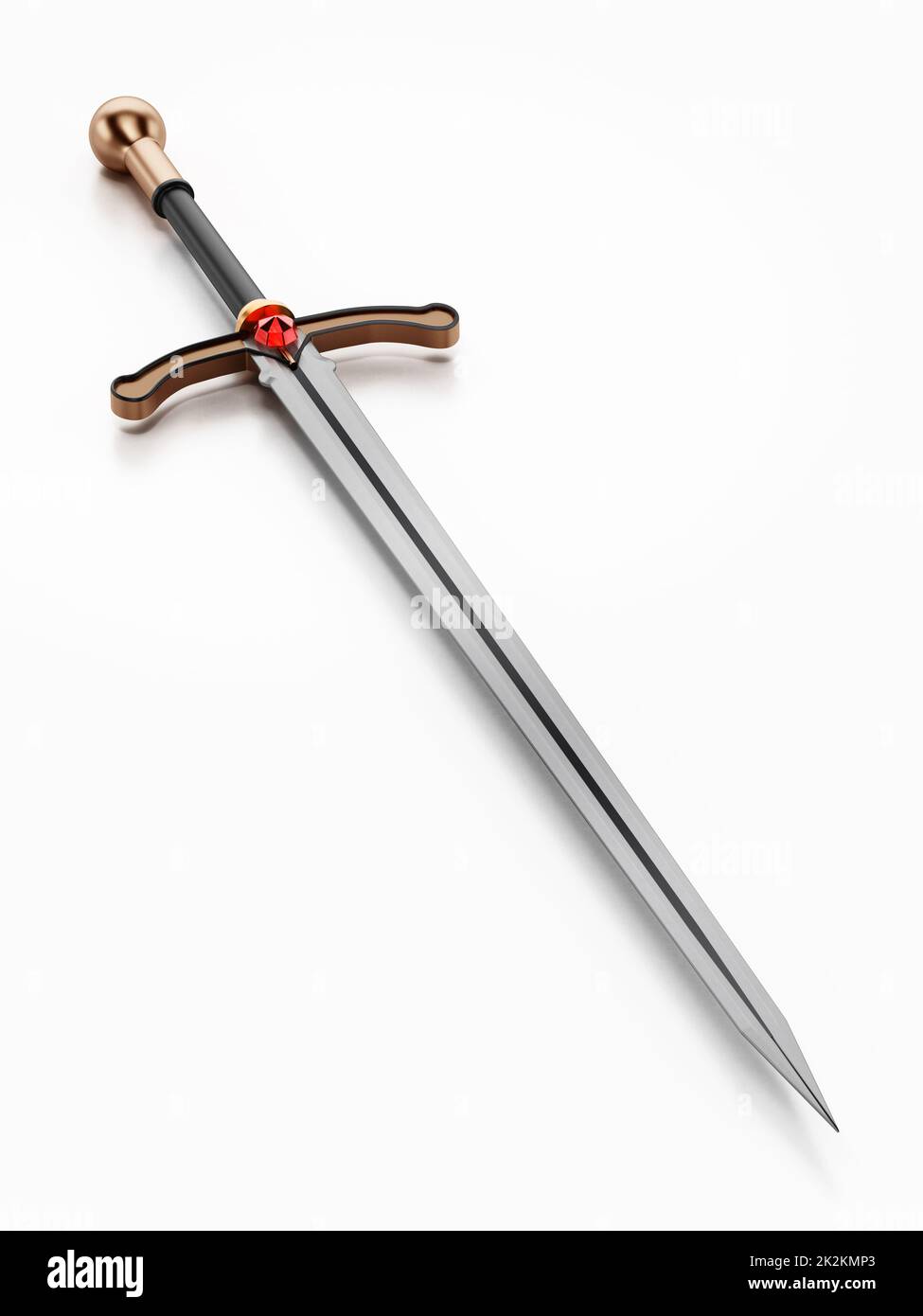 Sword isolated on white background. 3D illustration Stock Photo - Alamy