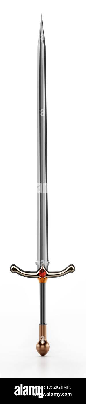 Sword isolated on white background. 3D illustration Stock Photo - Alamy