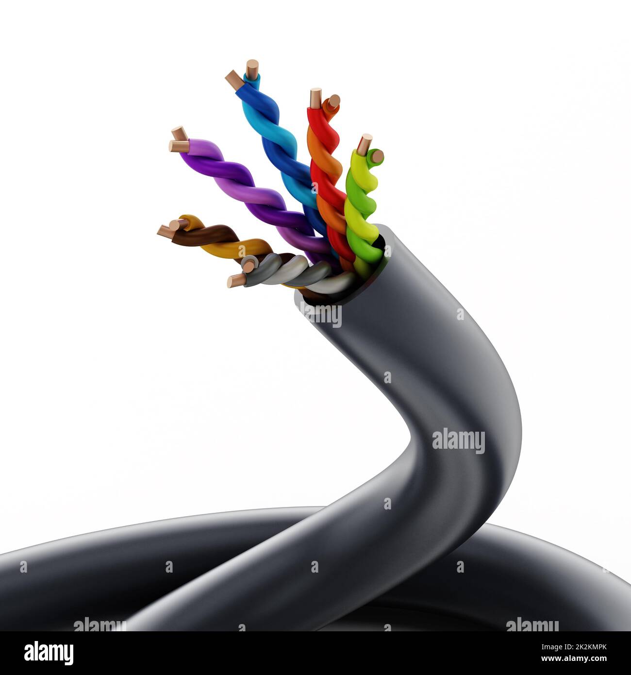 Electrical cable isolated on white background. 3D illustration Stock ...