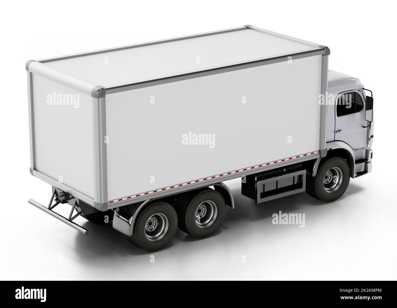 Truck with white blank trailer. 3D illustration Stock Photo - Alamy