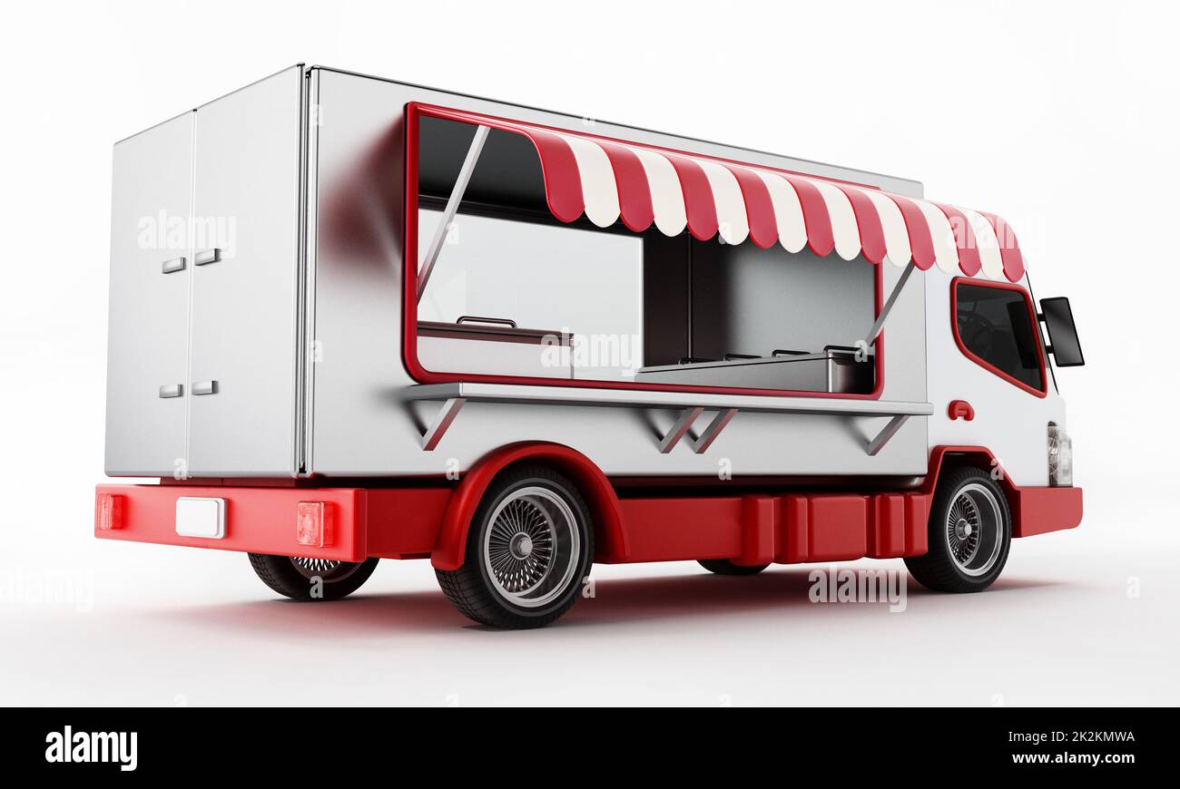 Generic fast food truck isolated on white background. 3D illustration ...