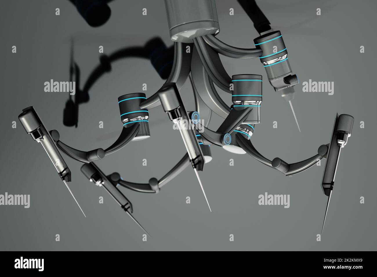 Robotic Arms For Robotic Assisted Surgery Isolated On Gray Background