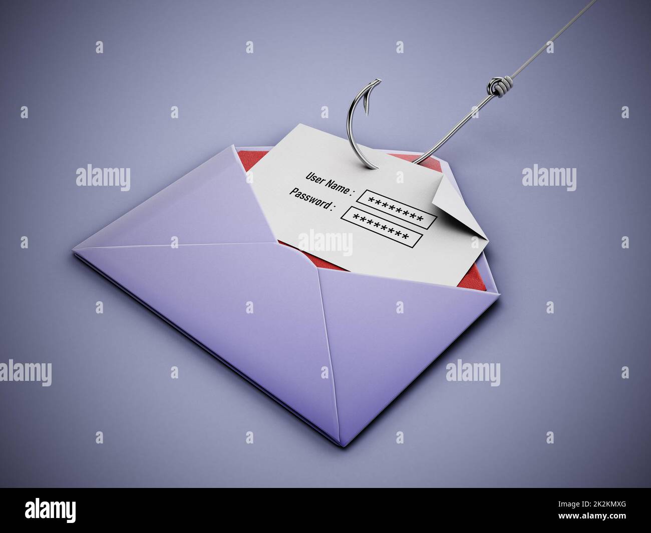 Fish hook stealing user name and password text areas on paper inside an ...
