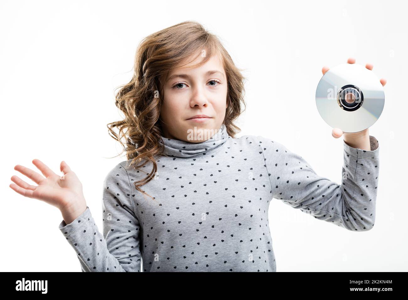 CD-ROM is unknown for this girl Stock Photo - Alamy