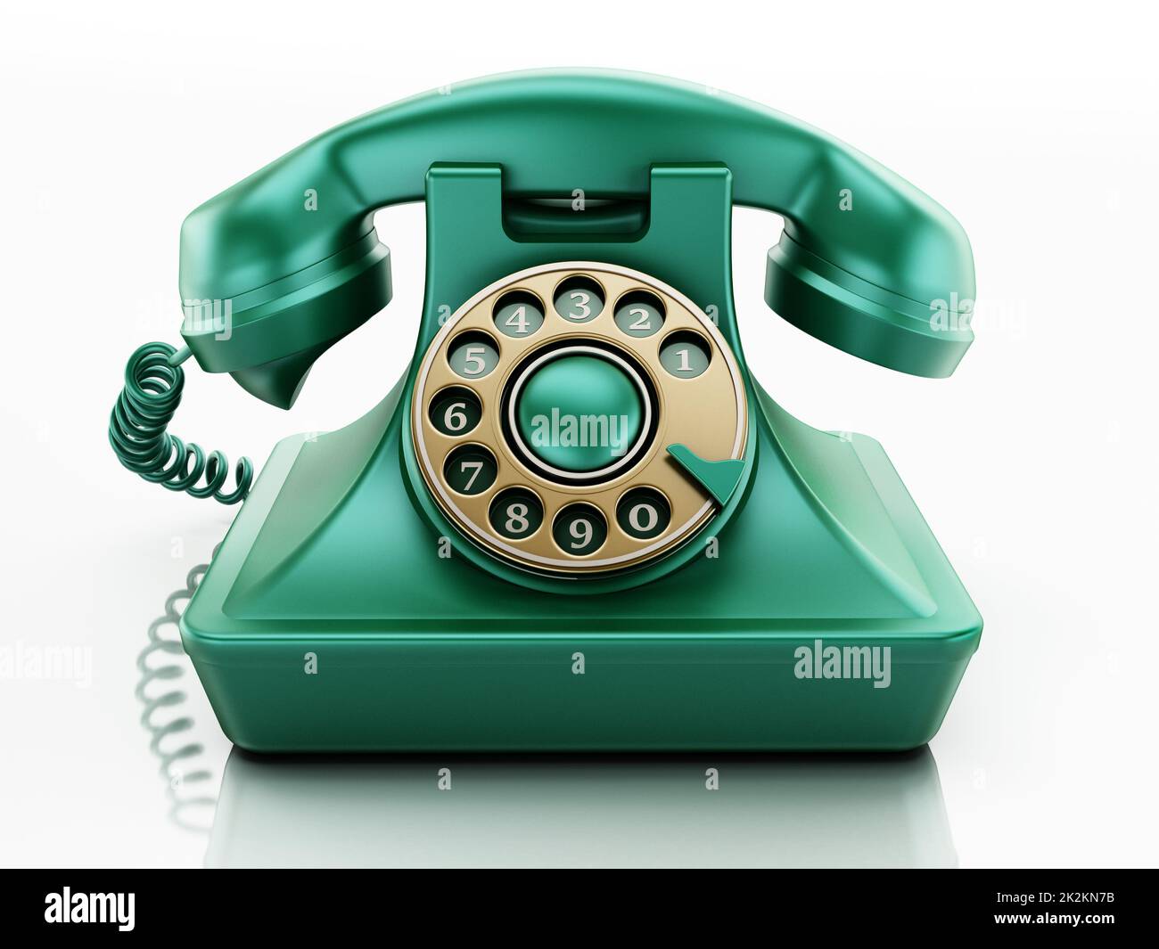 Antique rotary phone isolated on white background. 3D illustration ...