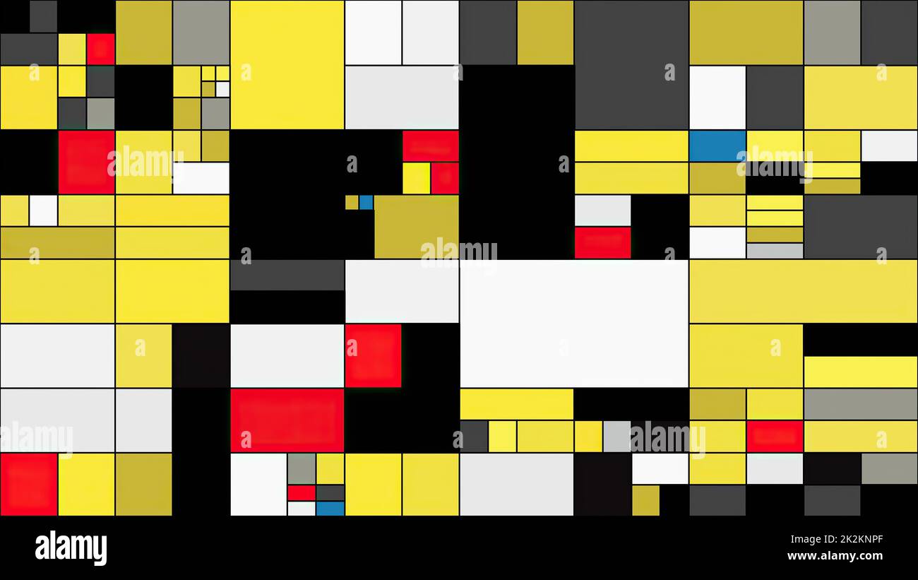 Colorful rectangles mondrian style art illustration Stock Photo - Alamy
