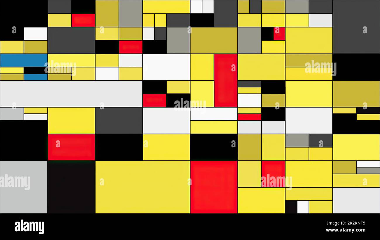 Colorful rectangles mondrian style art illustration Stock Photo - Alamy