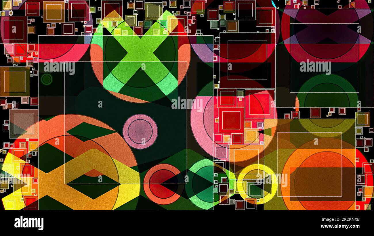 Artwork of abstract composition made with geometrical shapes and ...