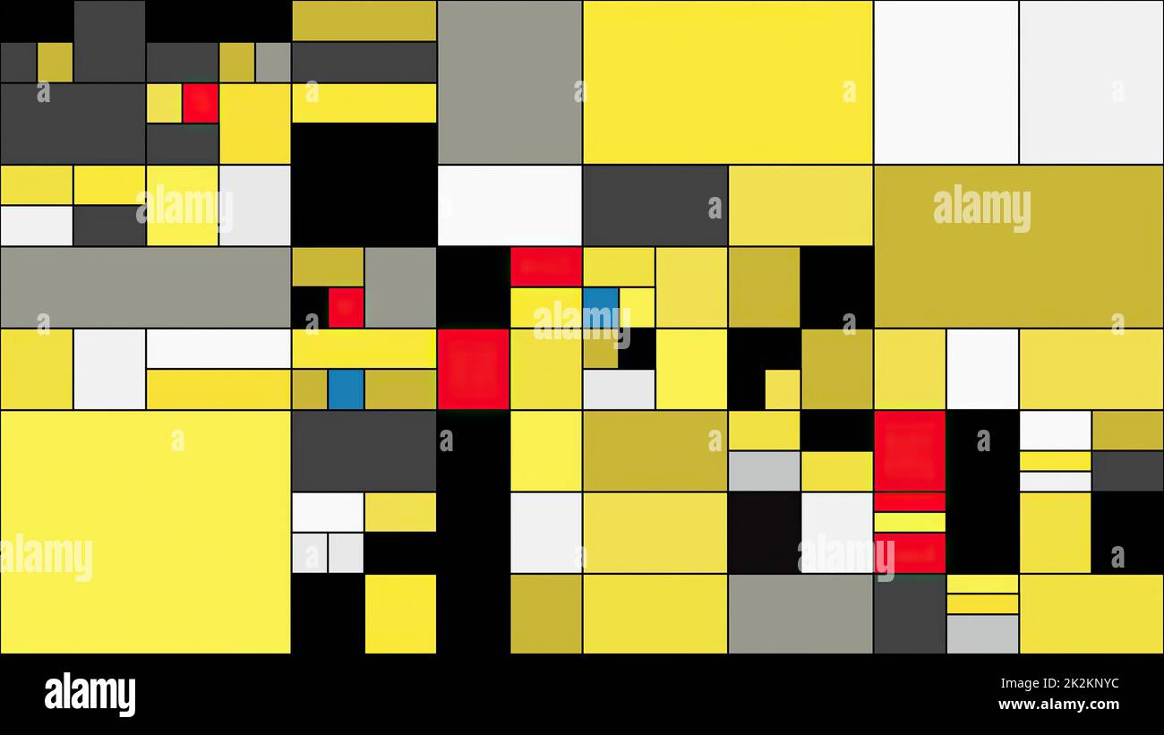 Colorful rectangles mondrian style art illustration Stock Photo - Alamy