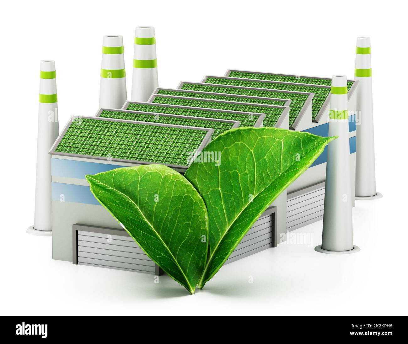 Ecological factory isolated on white background. 3D illustration Stock ...
