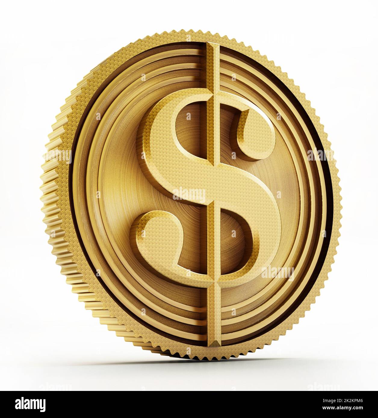 Gold coin with dollar sign isolated on white background. 3D ...