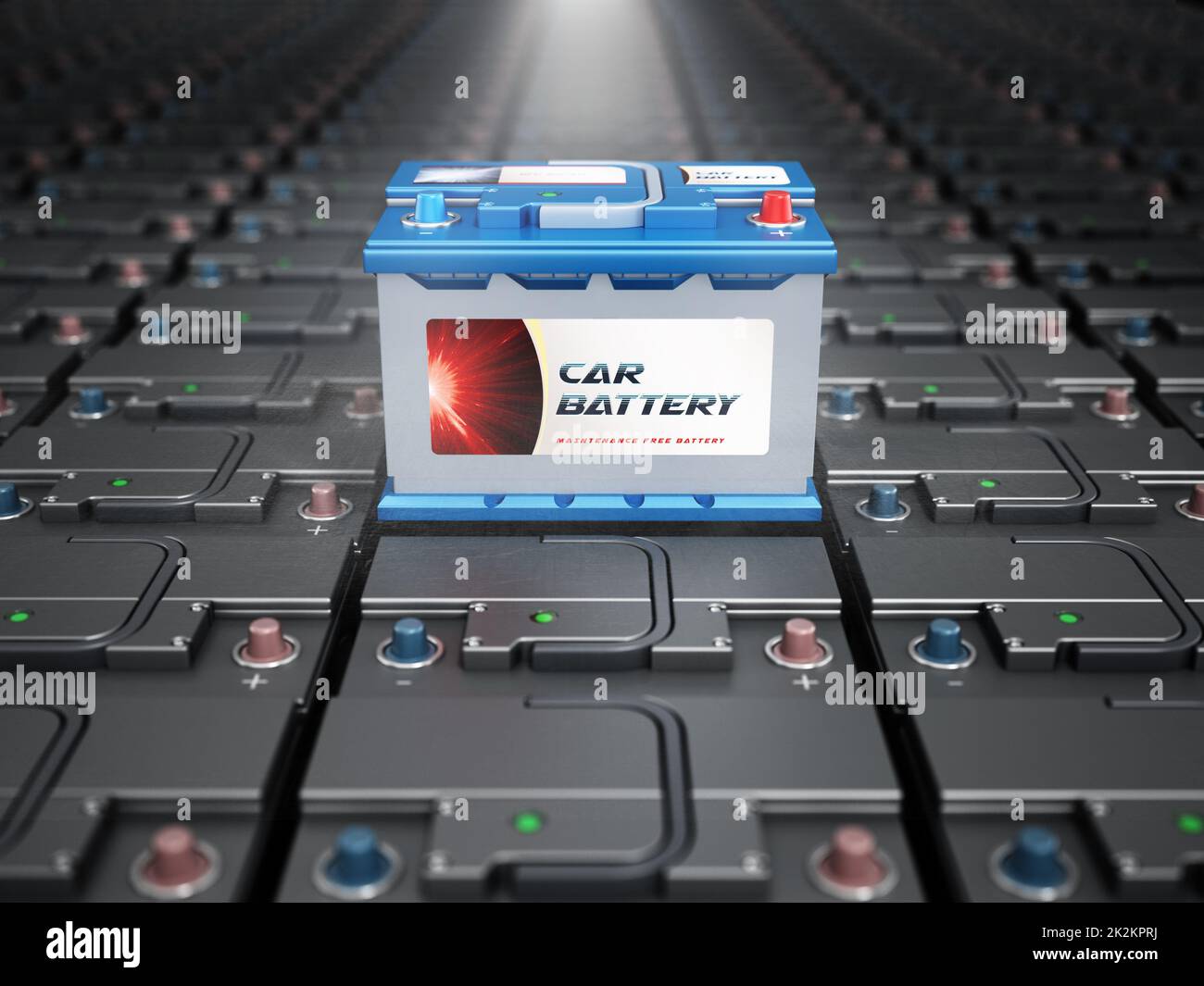 Generic car battery stands out among others. 3D illustration Stock ...