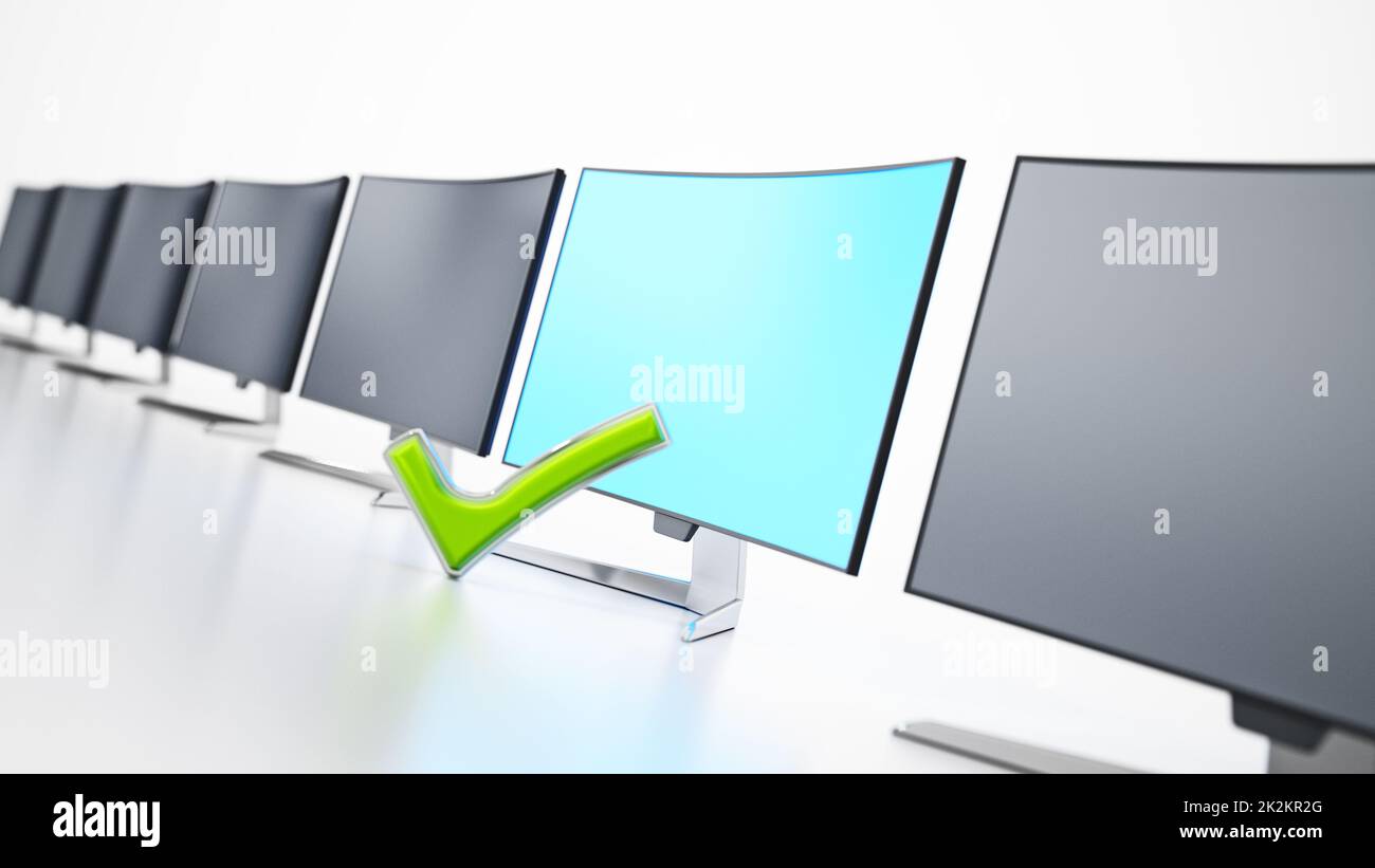Generic monitor with checkmark sign stands out among other black ...