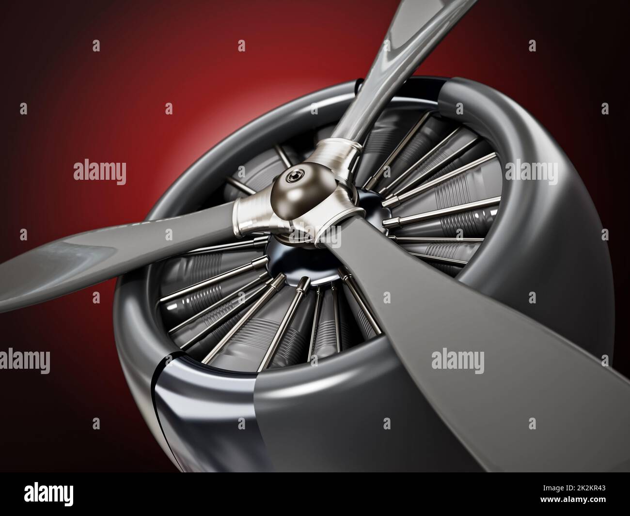 Vintage airplane propeller macro detail. 3D illustration Stock Photo ...