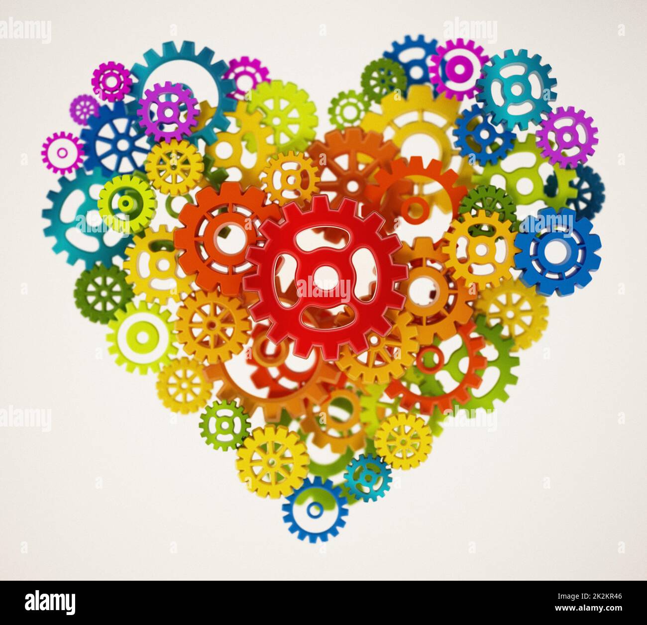 Multi-colored gear set inside heart shape. 3D illustration Stock Photo ...