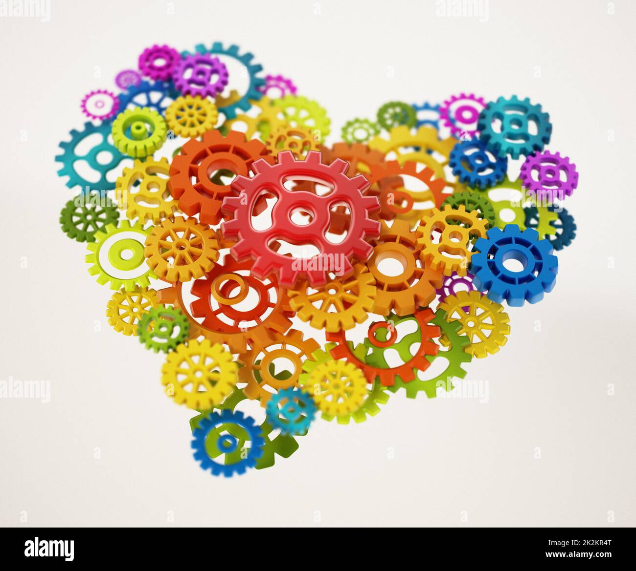 Multi-colored gear set inside heart shape. 3D illustration Stock Photo ...