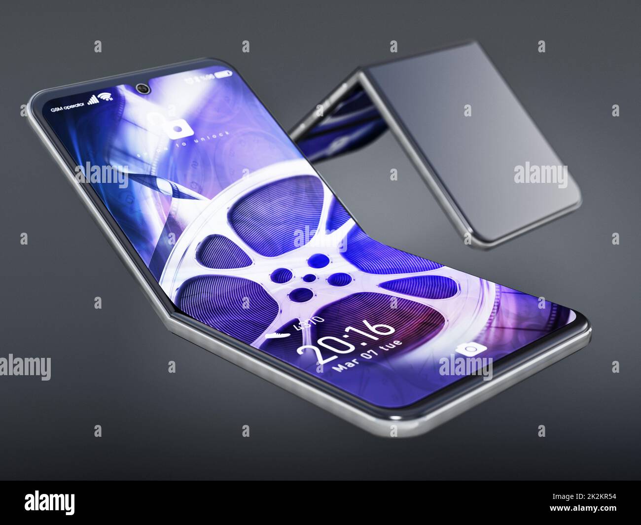 Generic foldable smartphone with fictitious screen interface isolated ...