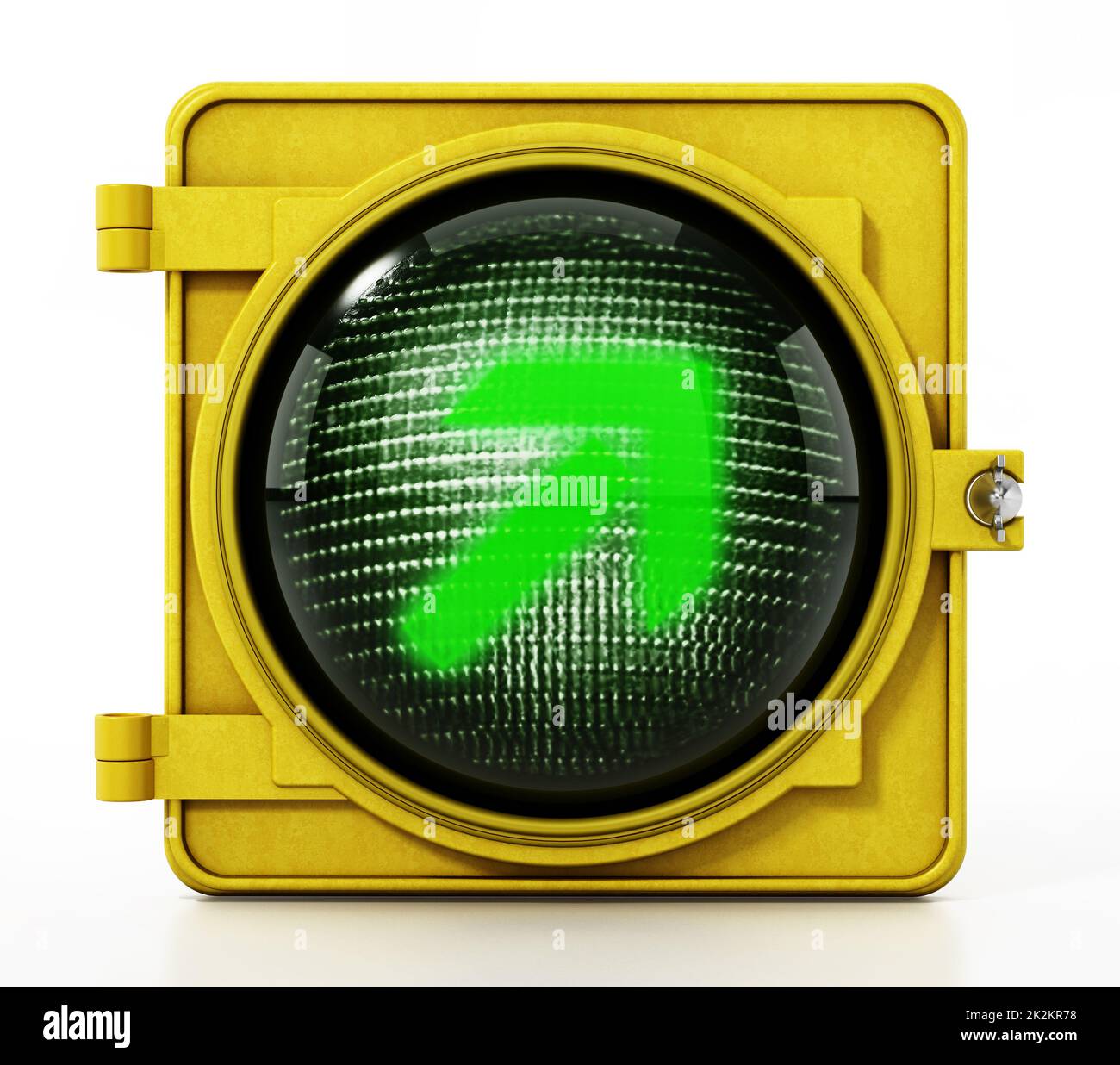 Right turn traffic lamp isolated on black background. 3D illustration ...