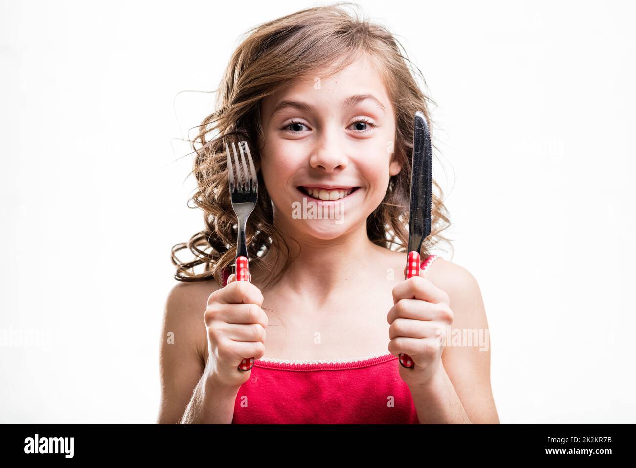 girl ready to eat as much as she can Stock Photo - Alamy