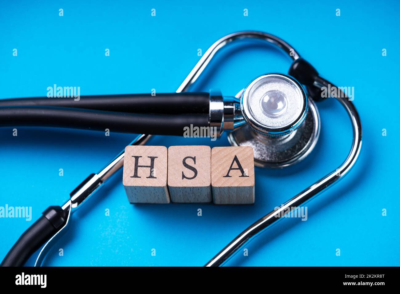 HSA Health Savings Account Wooden Blocks Near Stethoscope Stock Photo ...