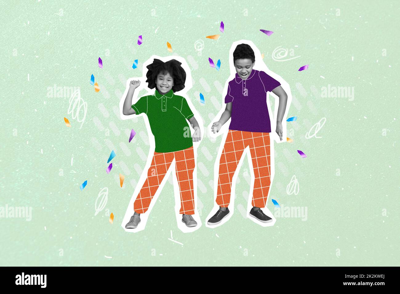 Creative abstract template graphics image of happy smiling little ...