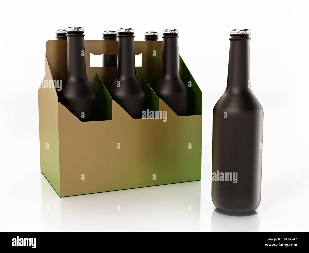 Six pack of beer isolated on white background. 3D illustration Stock ...