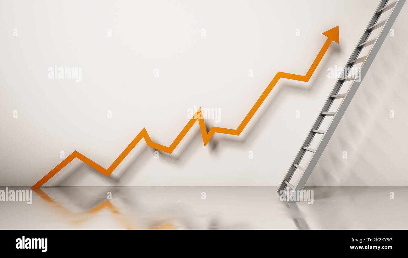 Rising sales arrow leading to the ladder. Business and marketing ...