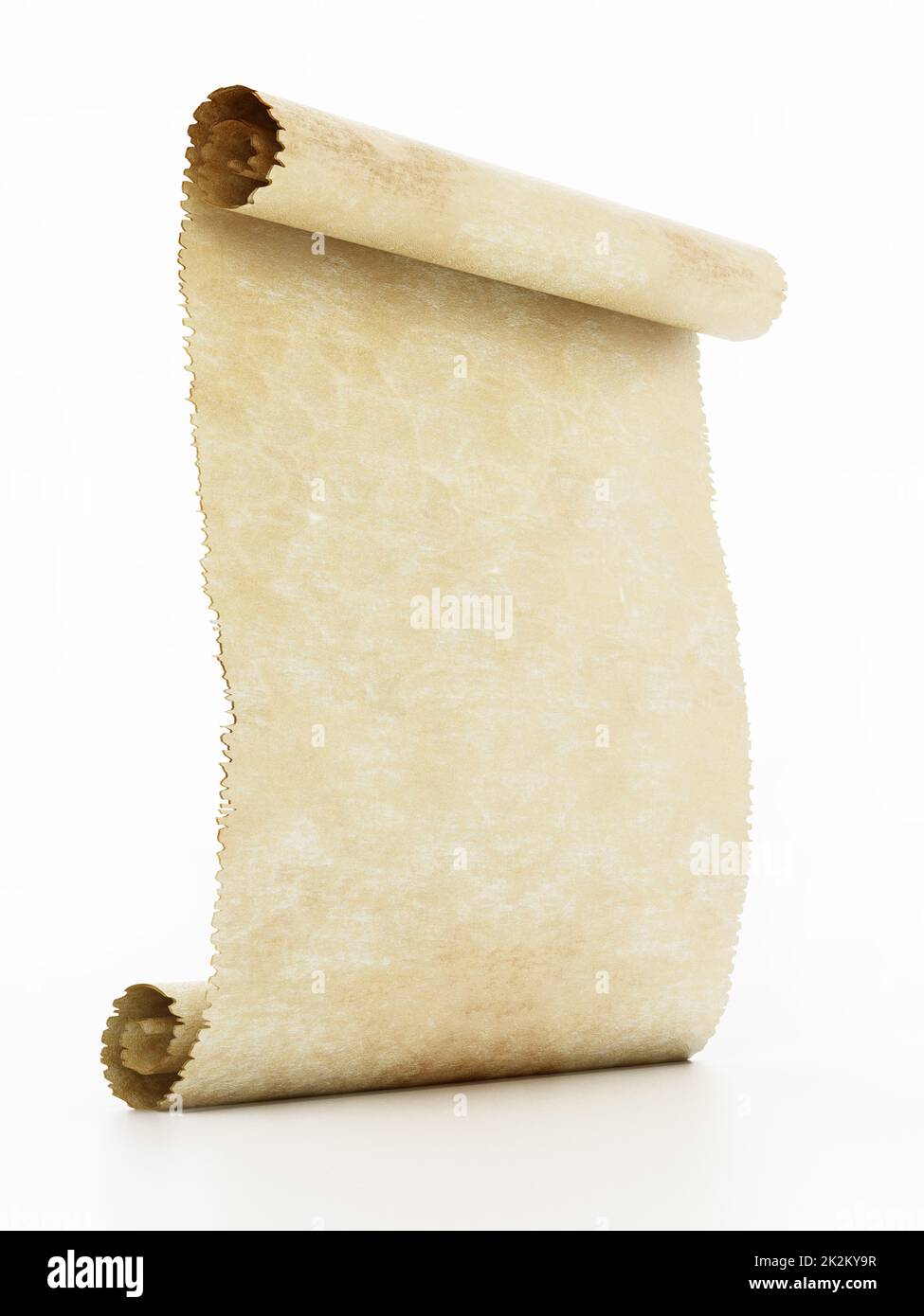 Old blank parchment isolated on white background. 3D illustration Stock ...
