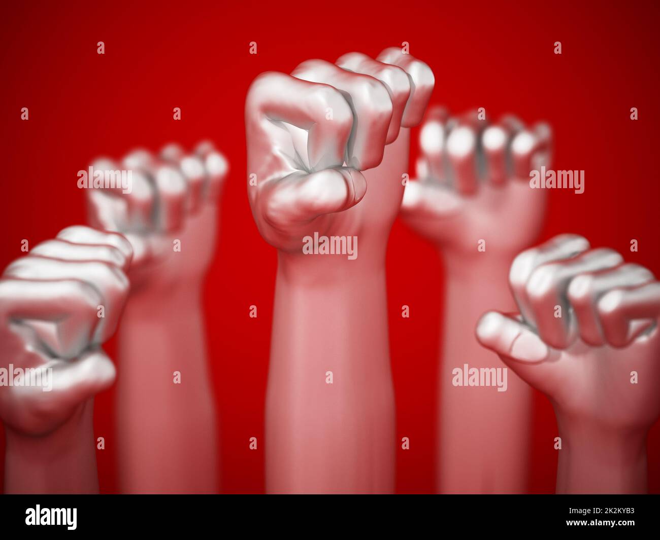White fists on red background. 3D illustration Stock Photo - Alamy