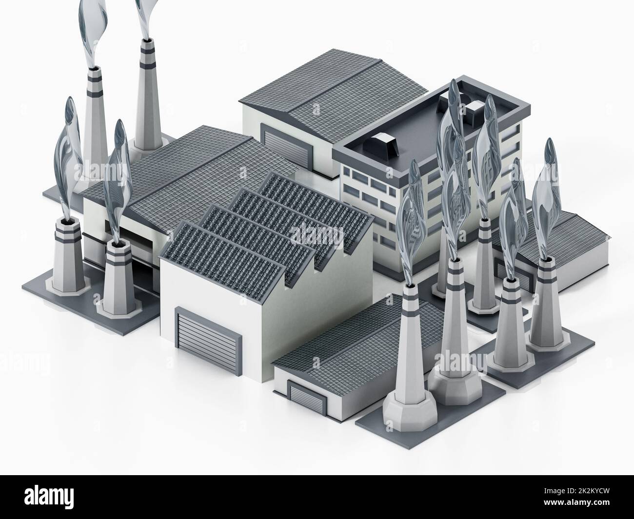 Factory compound isolated on white background. 3D illustration Stock ...