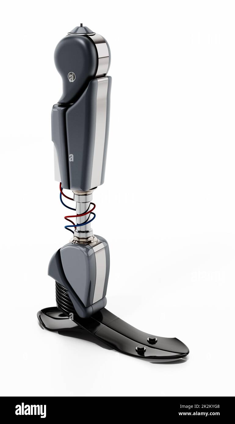Modern prosthetic leg isolated on white background. 3D illustration ...