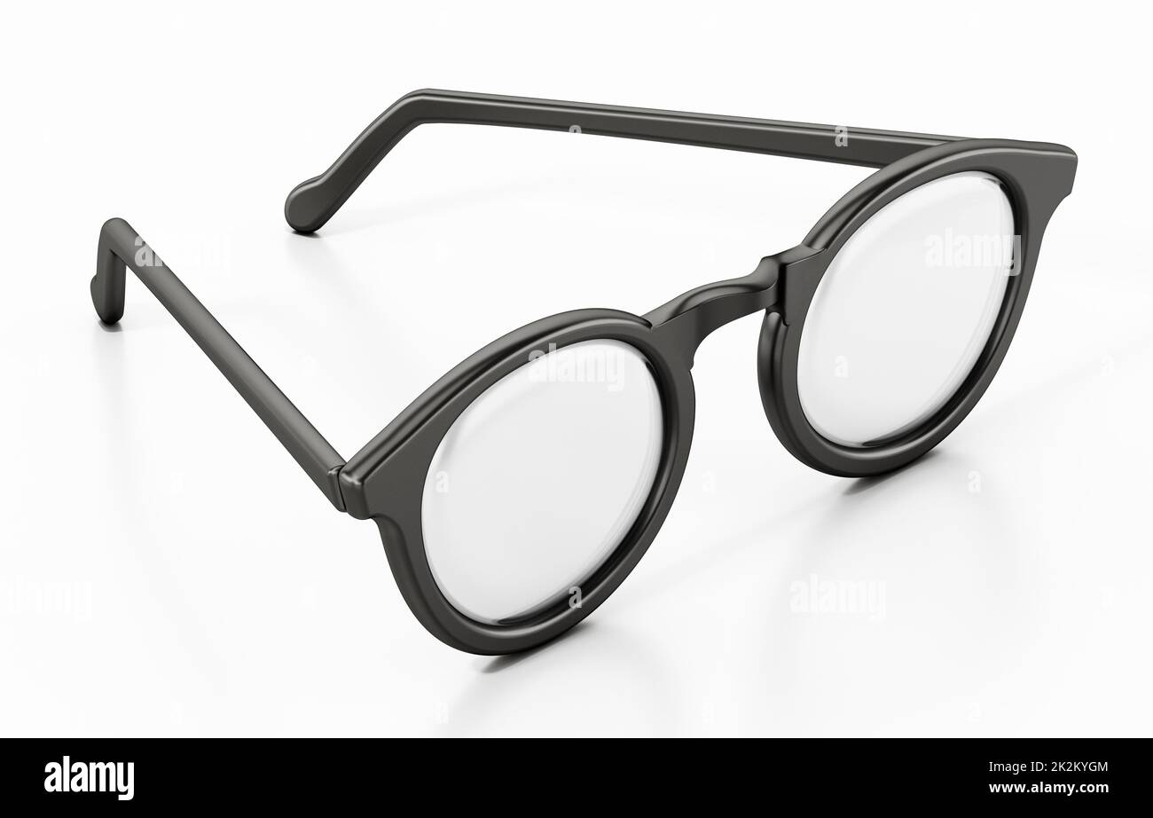 Round Eyeglasses Isolated On White Background 3d Illustration Stock