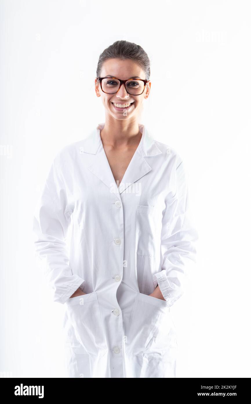 Happy nurse in white hi-res stock photography and images - Alamy