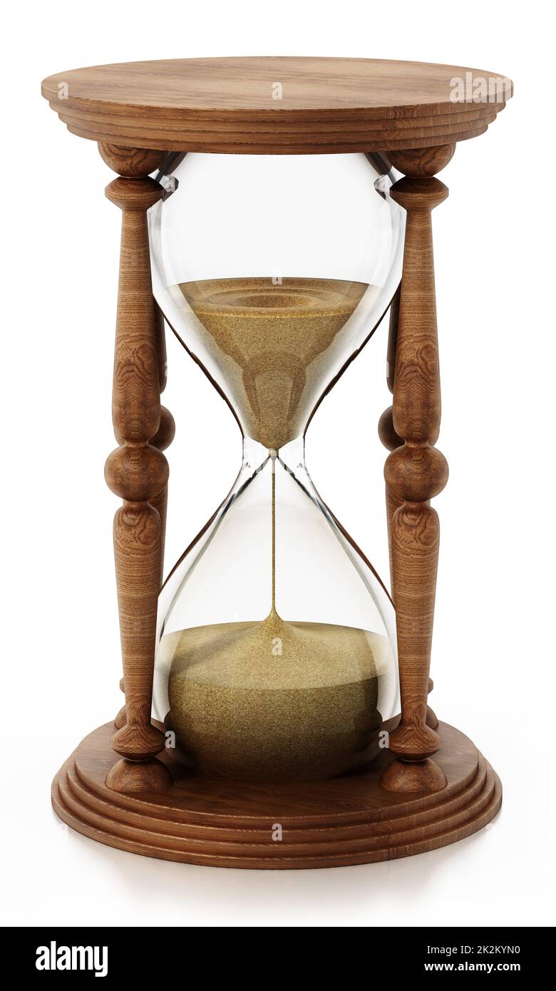 Hourglass isolated on white background. 3D illustration Stock Photo - Alamy