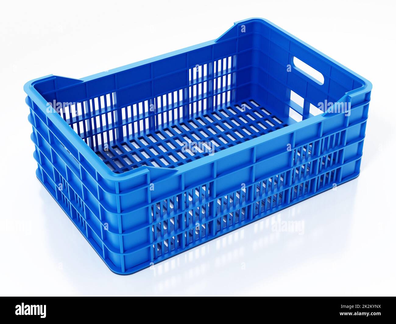Blue fruit crate isolated on white background. 3D illustration Stock ...