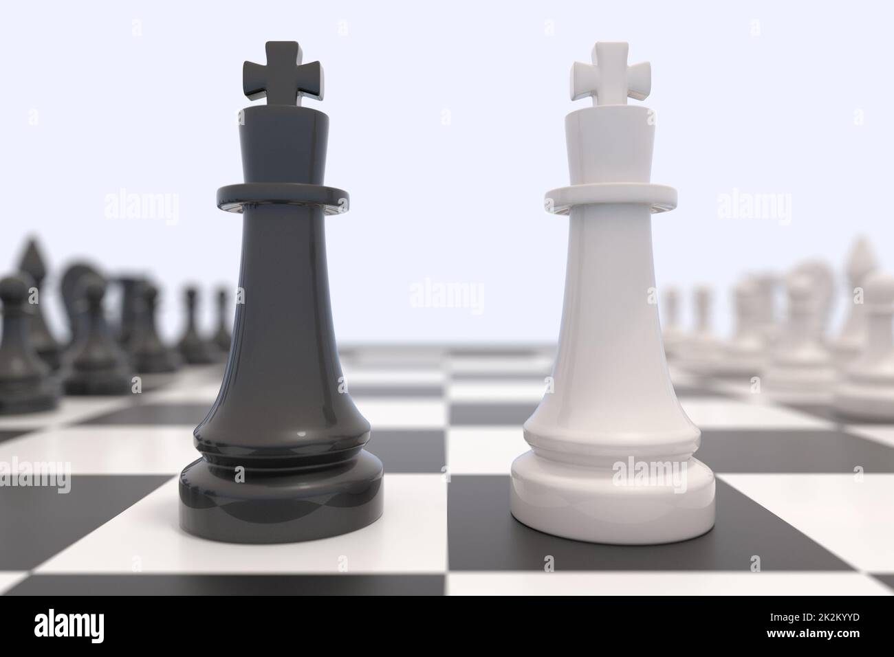Two chess pieces on a chessboard 3D illustration Stock Photo - Alamy