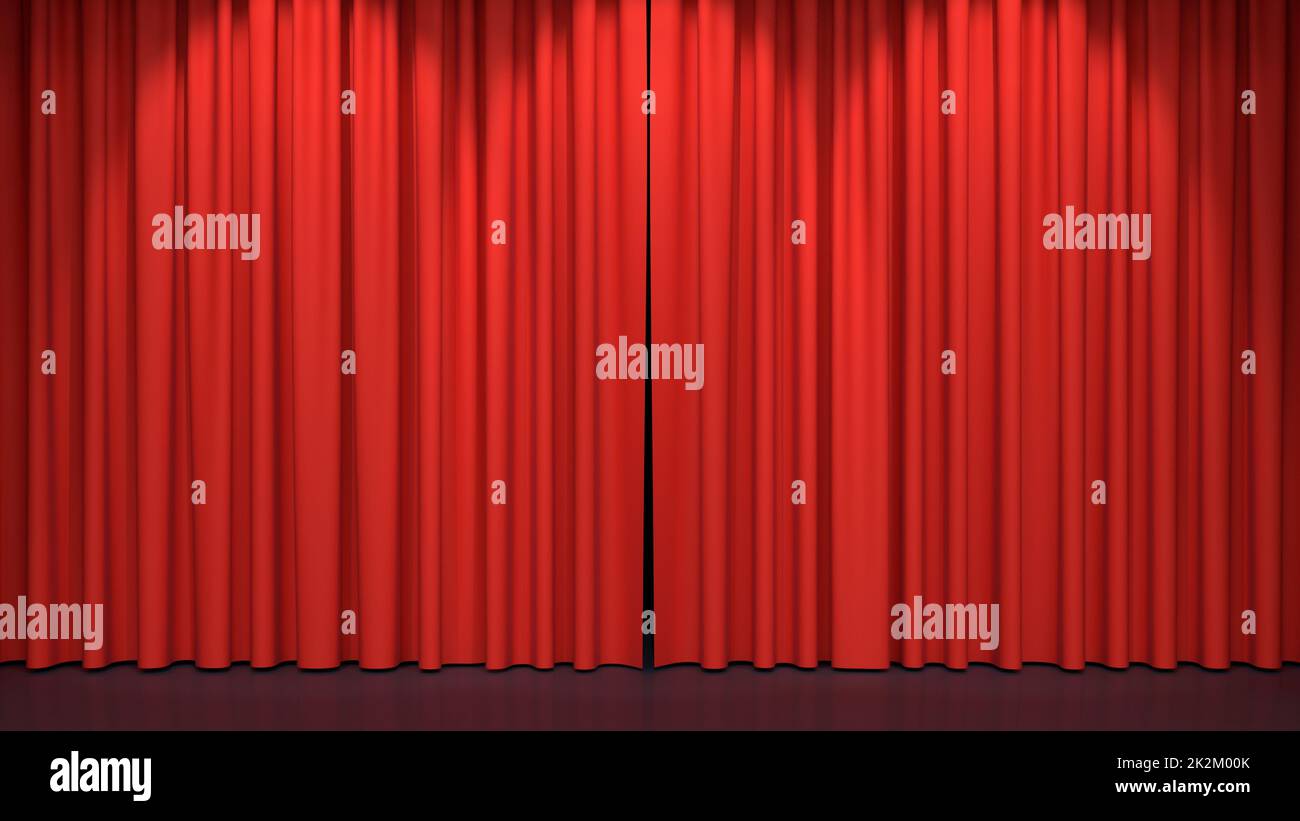 Red stage curtains closed realistic 3D illustration Stock Photo - Alamy