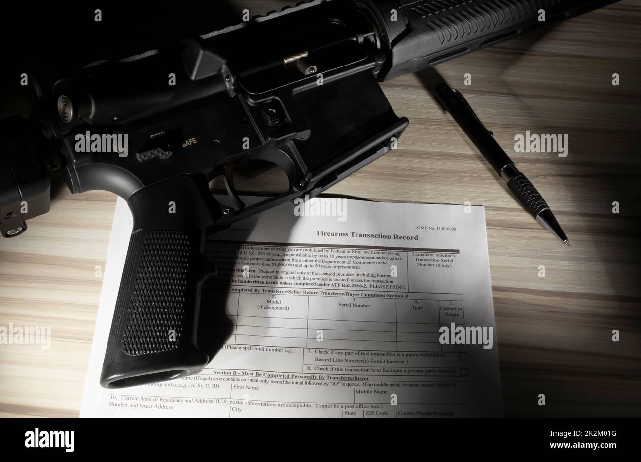 AR-15 with public domain background check to purchase it Stock Photo ...