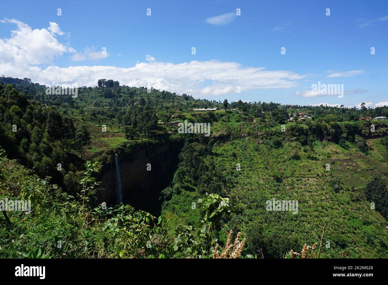 View onto one of the Sipi Falls in the Mount Elgon National Park Stock ...