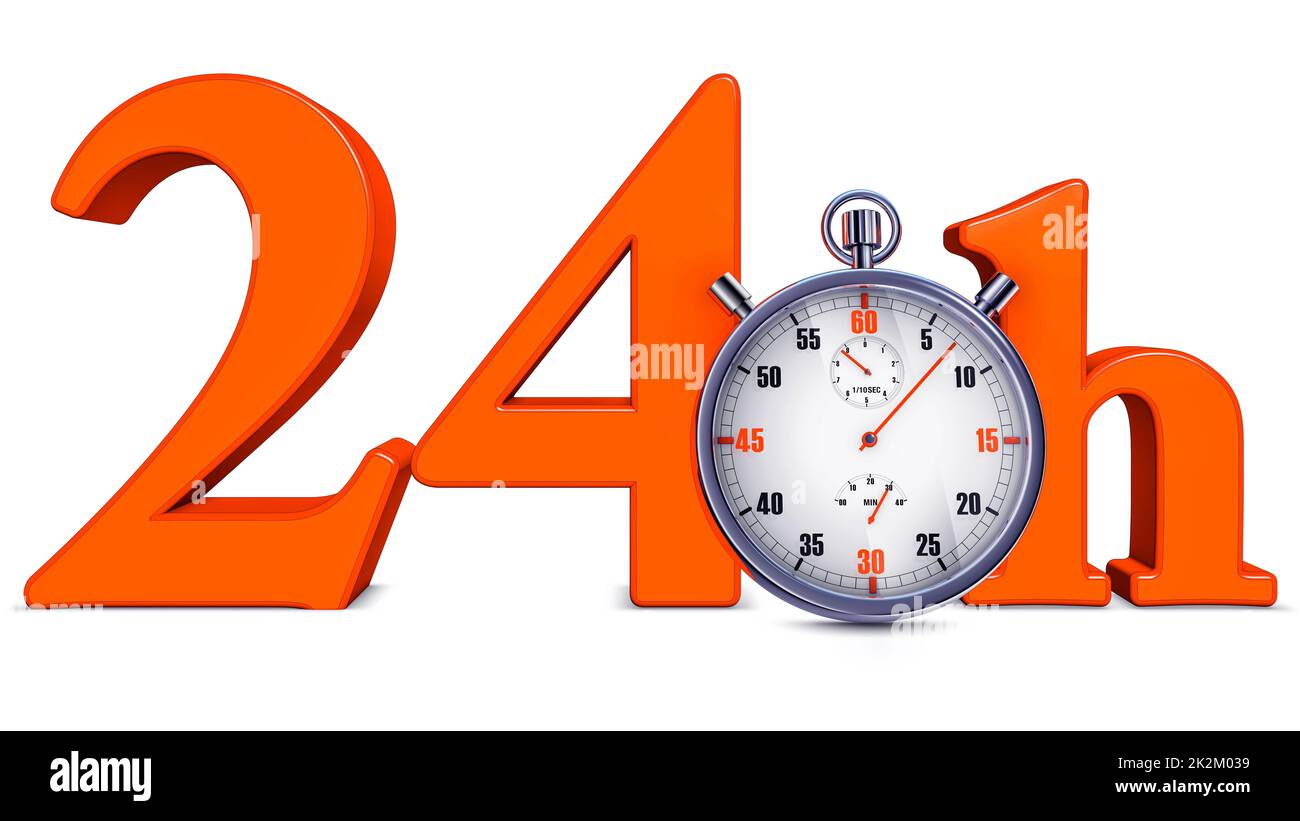 3D illustration of an 24 hours service concept Stock Photo - Alamy