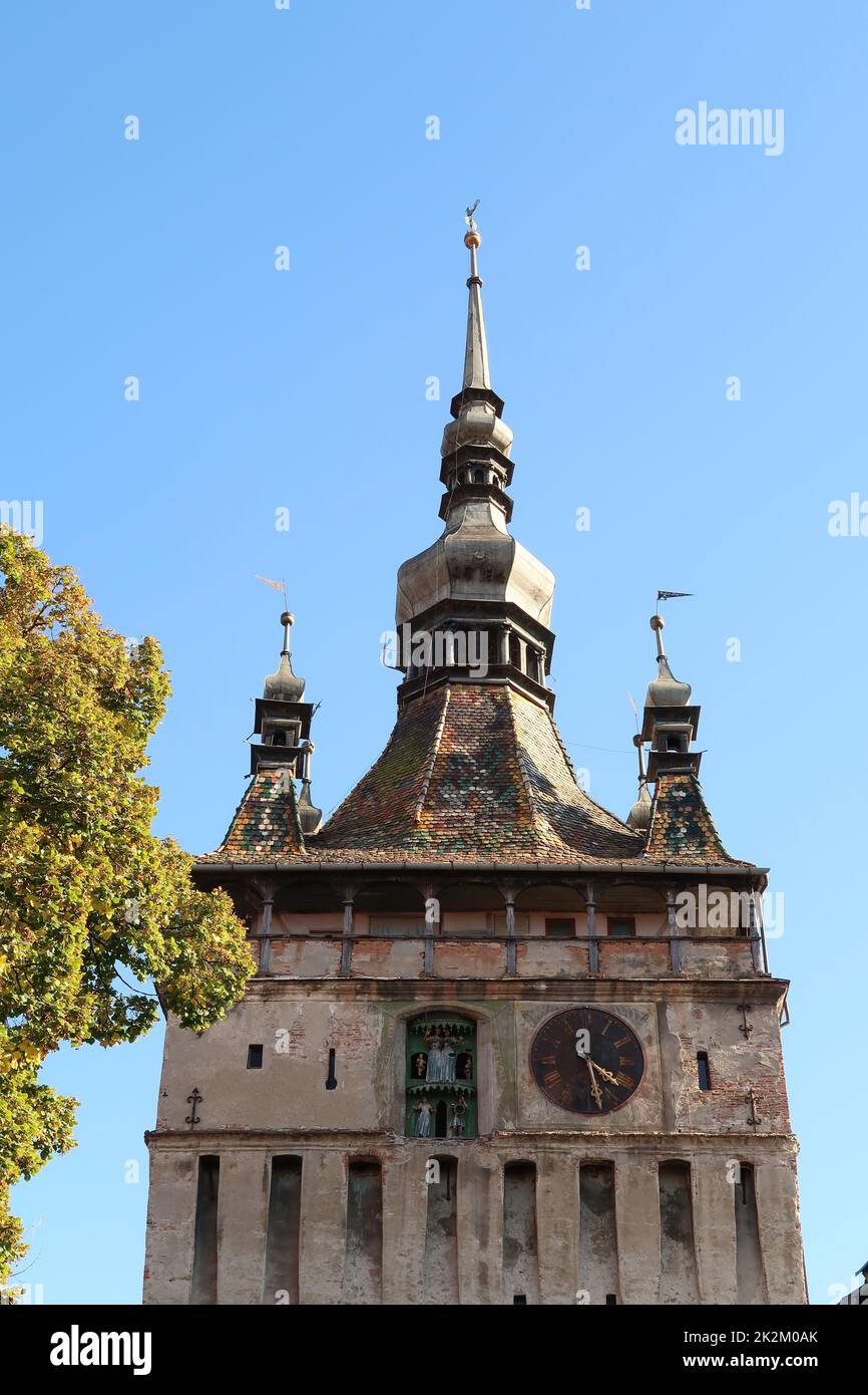 Sighisoaras beautiful Clock Tower from inside of the Citadel Stock ...