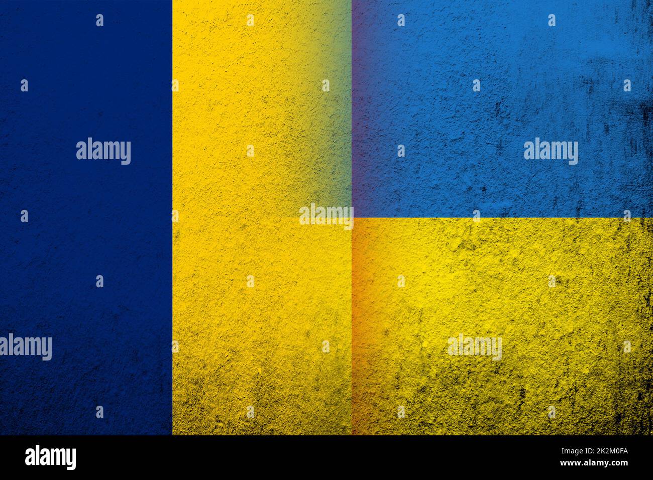 The Republic of Chad National flag with National flag of Ukraine ...