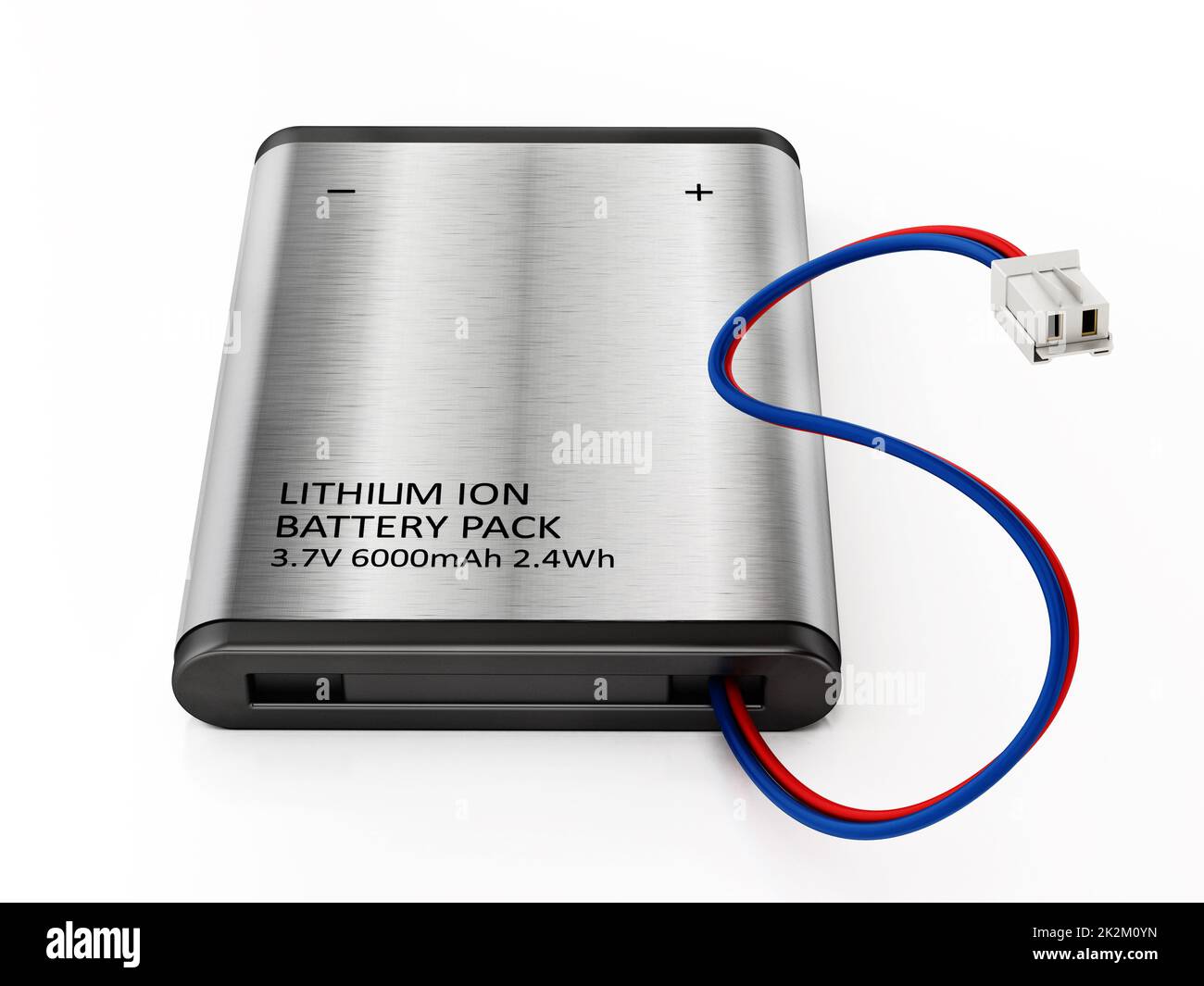 Generic lithium Ion battery with connection cable isolated on white ...