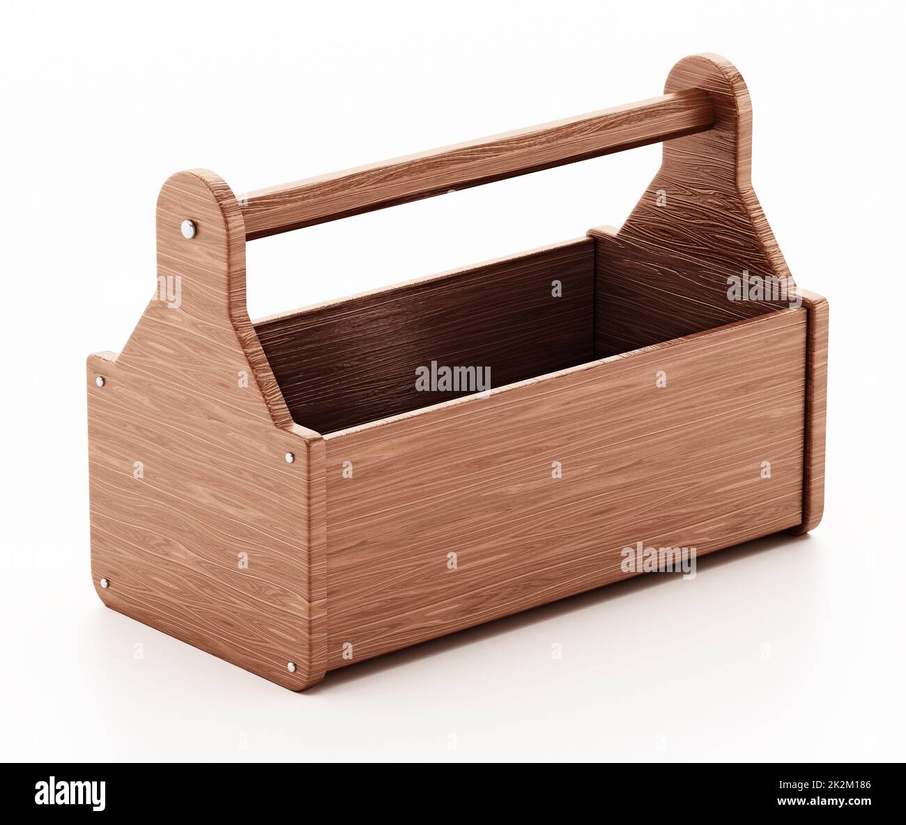 Empty wooden toolbox isolated on white background. 3D illustration ...