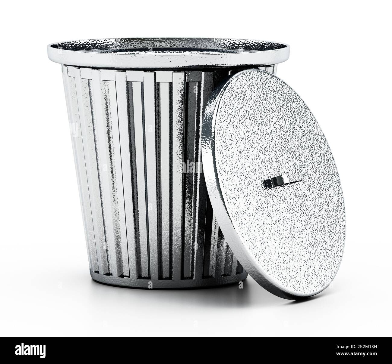 Steel trash can isolated on white background. 3D illustration Stock ...