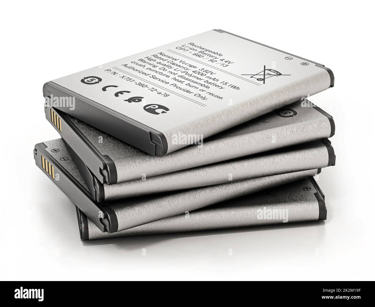 Generic spare smartphone batteries isolated on white background. 3D ...